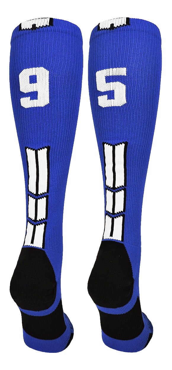 Royal/White Player Id Over the Calf Number Socks (#95, Large) - Walmart.com