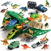 Wisairt 53 PCS Dinosaur Playset for Kids with Activity Mat, Figures, Trees, Rocks, Ages 3-8 ...