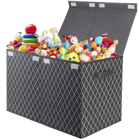 Kids Toy Box Chest Storage with Flip-Top Lid - Collapsible Sturdy Toys ...