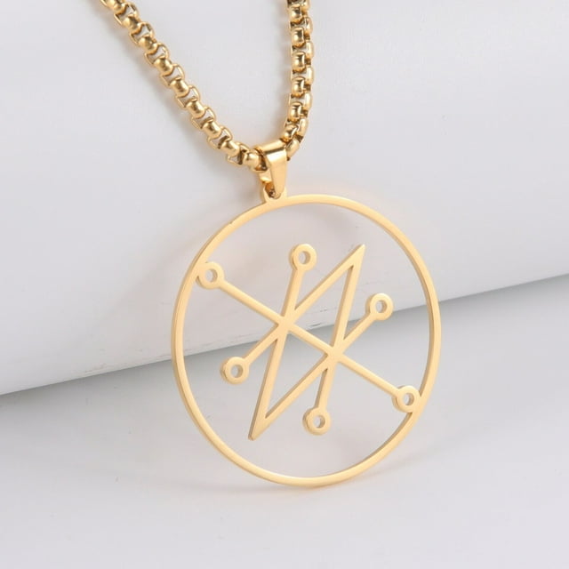 TEAMER Azazel Sigil Pendant Necklace Gold Demonic Symbol Sign Jewelry ...