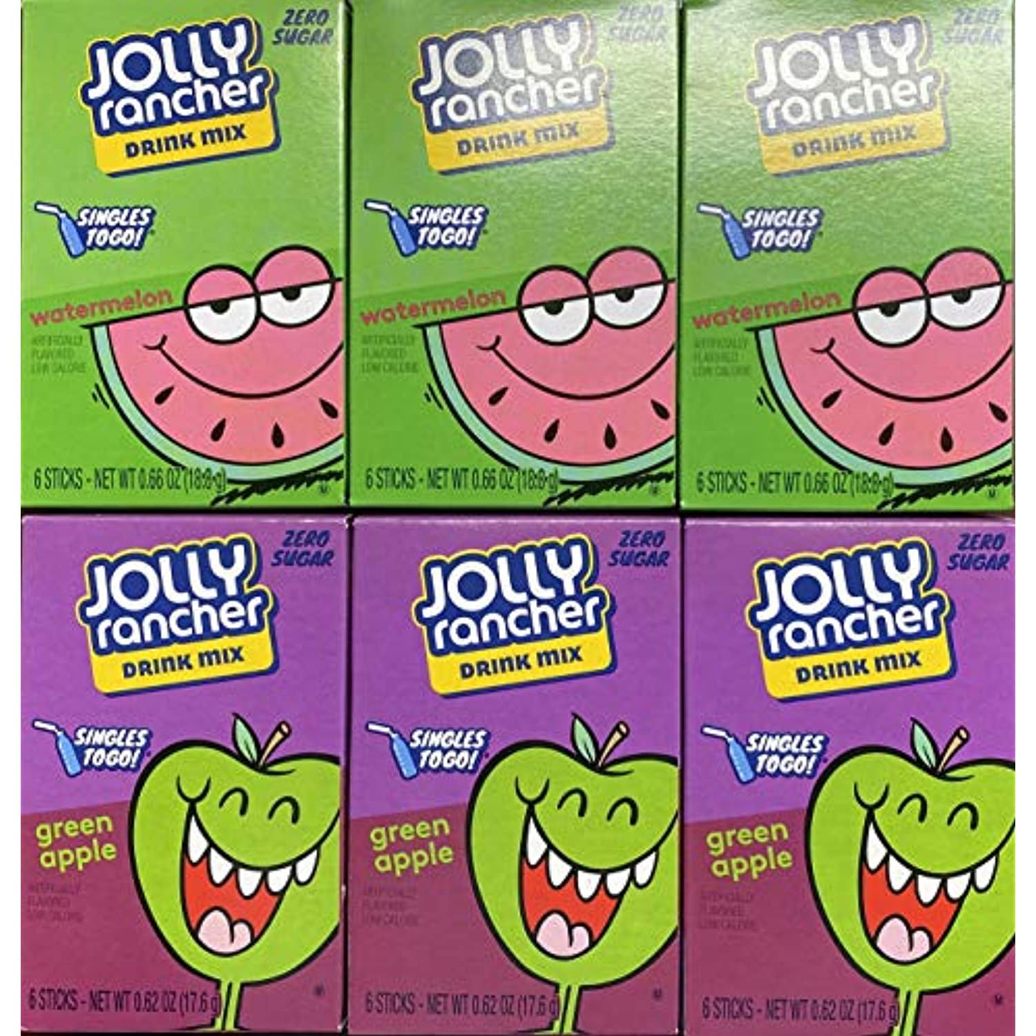 Lot Of 6 (6-Ct.) Boxes Mixed Variety Jolly Rancher ~ 3 Green Apple & 3 ...