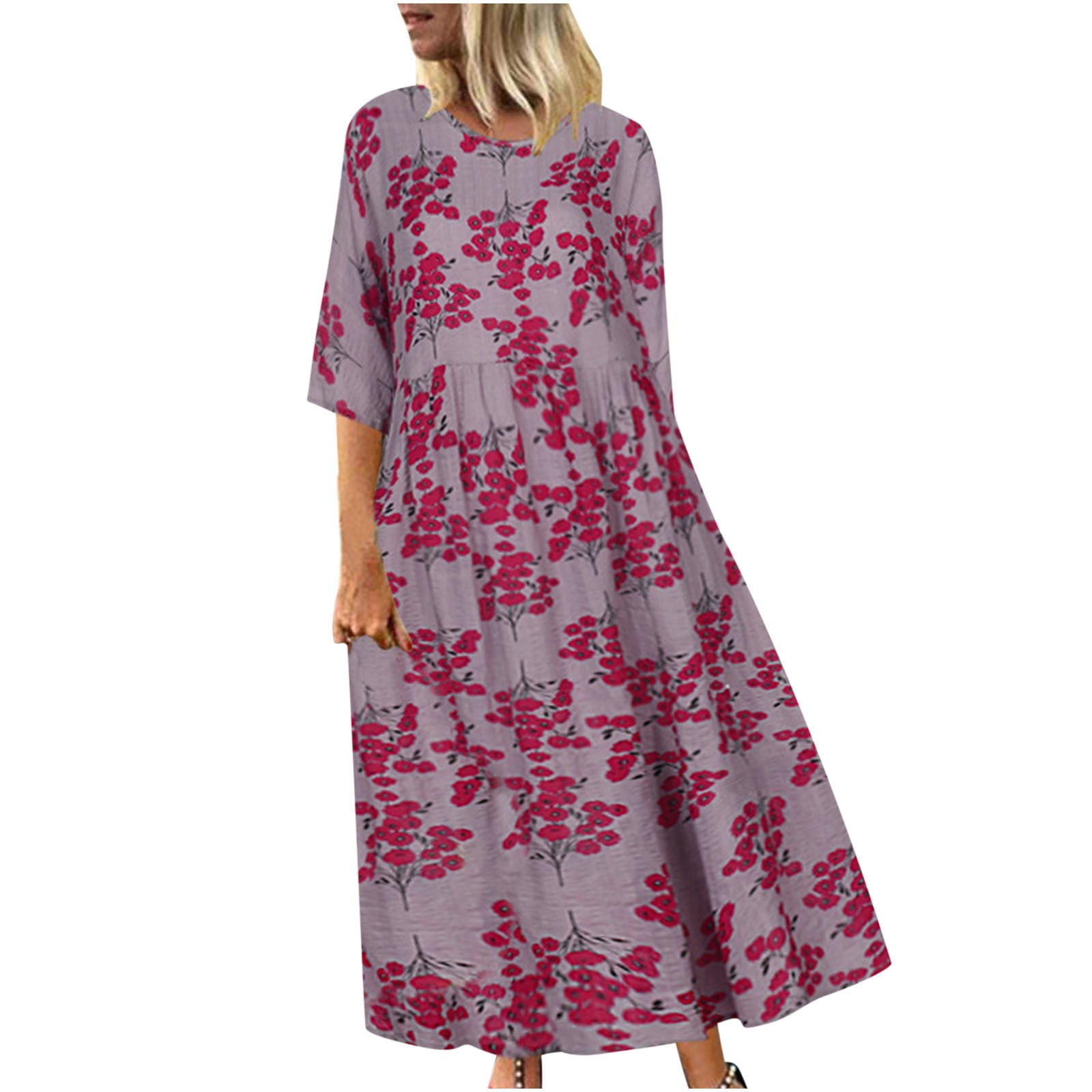 Plus Size Summer Maxi Dresses For Women Casual Loose Fit Floral Print 3