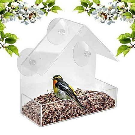 Bird Feeder Window Parrot Food Feeder Bird Feed Box Outdoor Birdfeeders ...