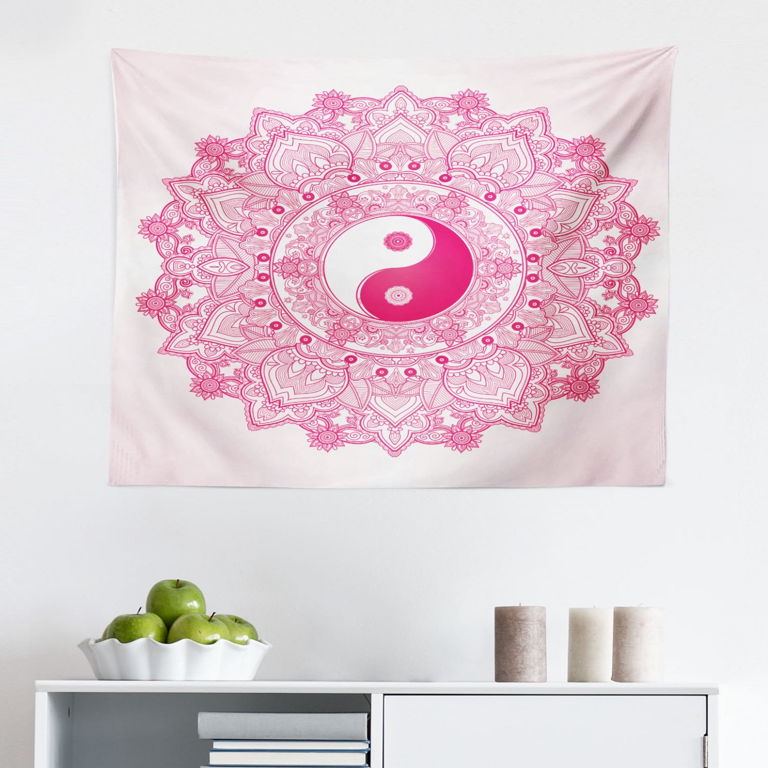 Ying Yang Tapestry, Rainbow Color Effect Graphic Design on Ying Yang ...