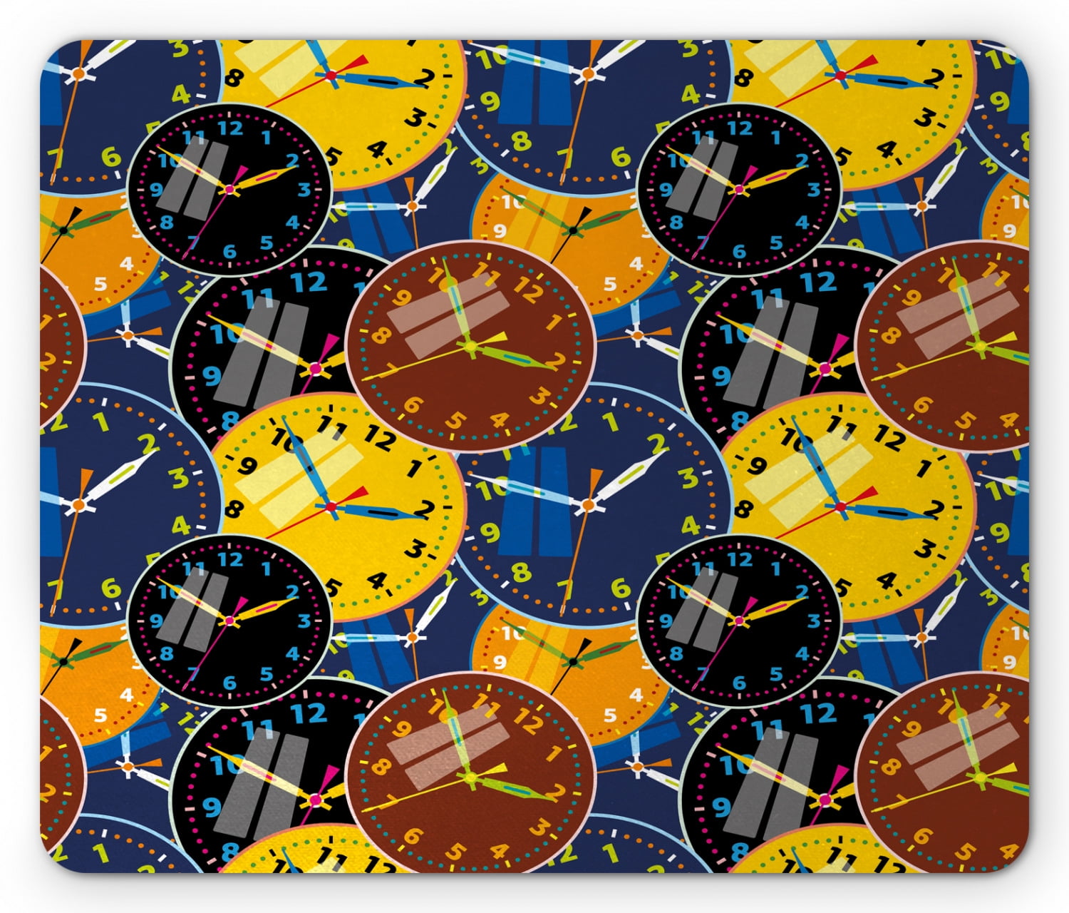 Clock Mouse Pad, Pattern with Clock Faces on It Vintage Style Inspired ...
