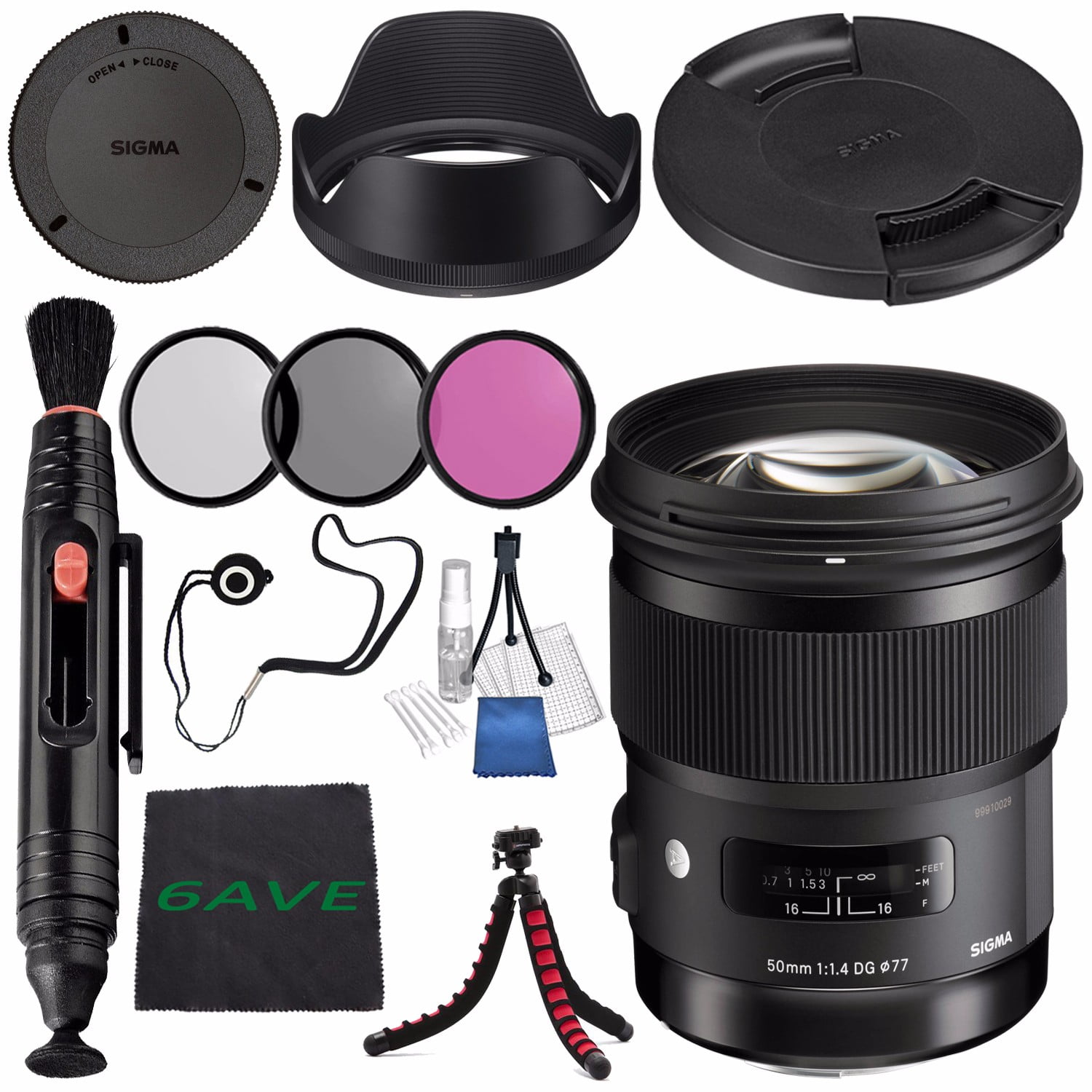 Sigma 50mm f/1.4 DG HSM Art Lens for Sony A #311205 + 77mm 3 Piece ...