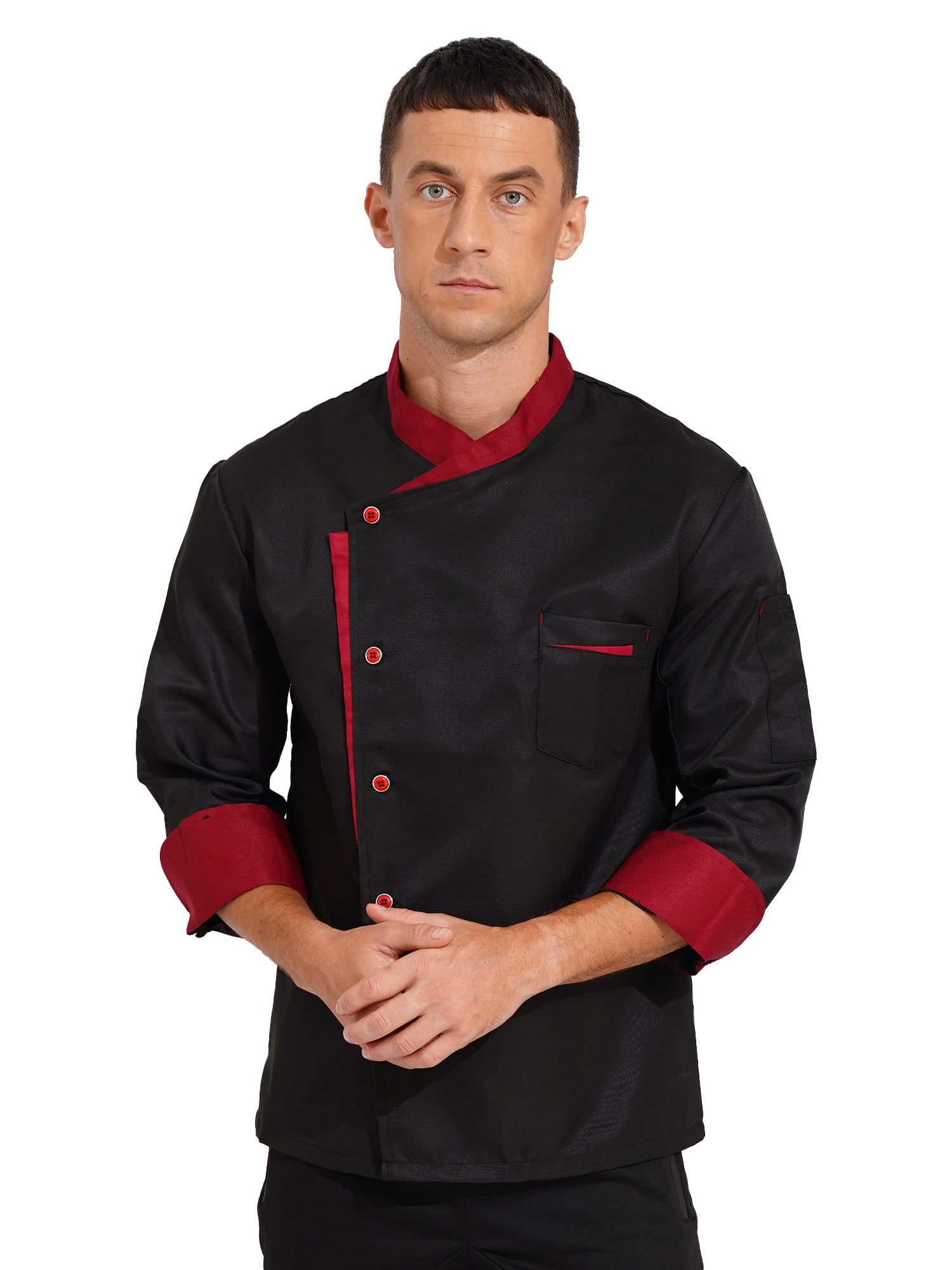 YiZYiF Mens Chef Jacket Unisex Long Sleeve Restaurant Hotel Work Wear ...
