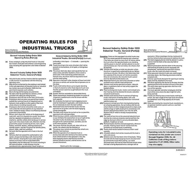 ComplyRight California Operating Rules For Industrial Trucks Poster ...