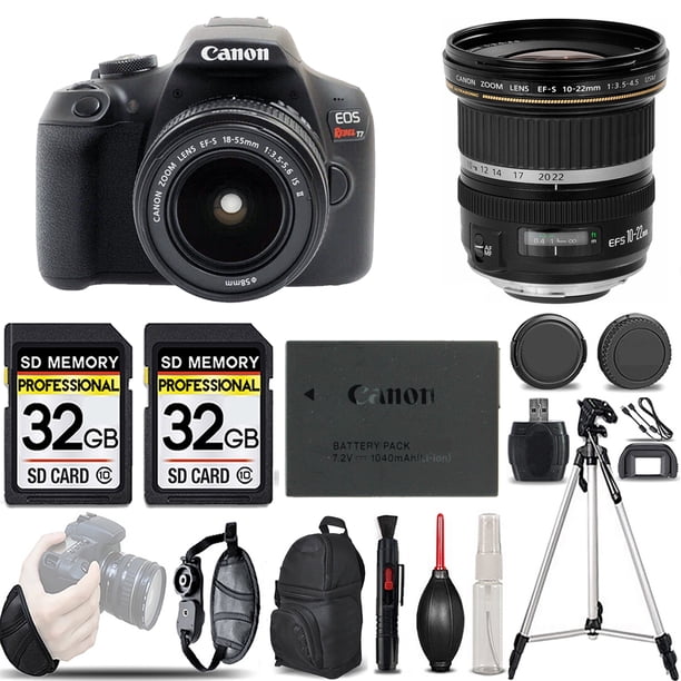 Canon EOS Rebel T7 DSLR Camera with 18-55mm Lens +10-22mm f/3.5-4.5 USM ...