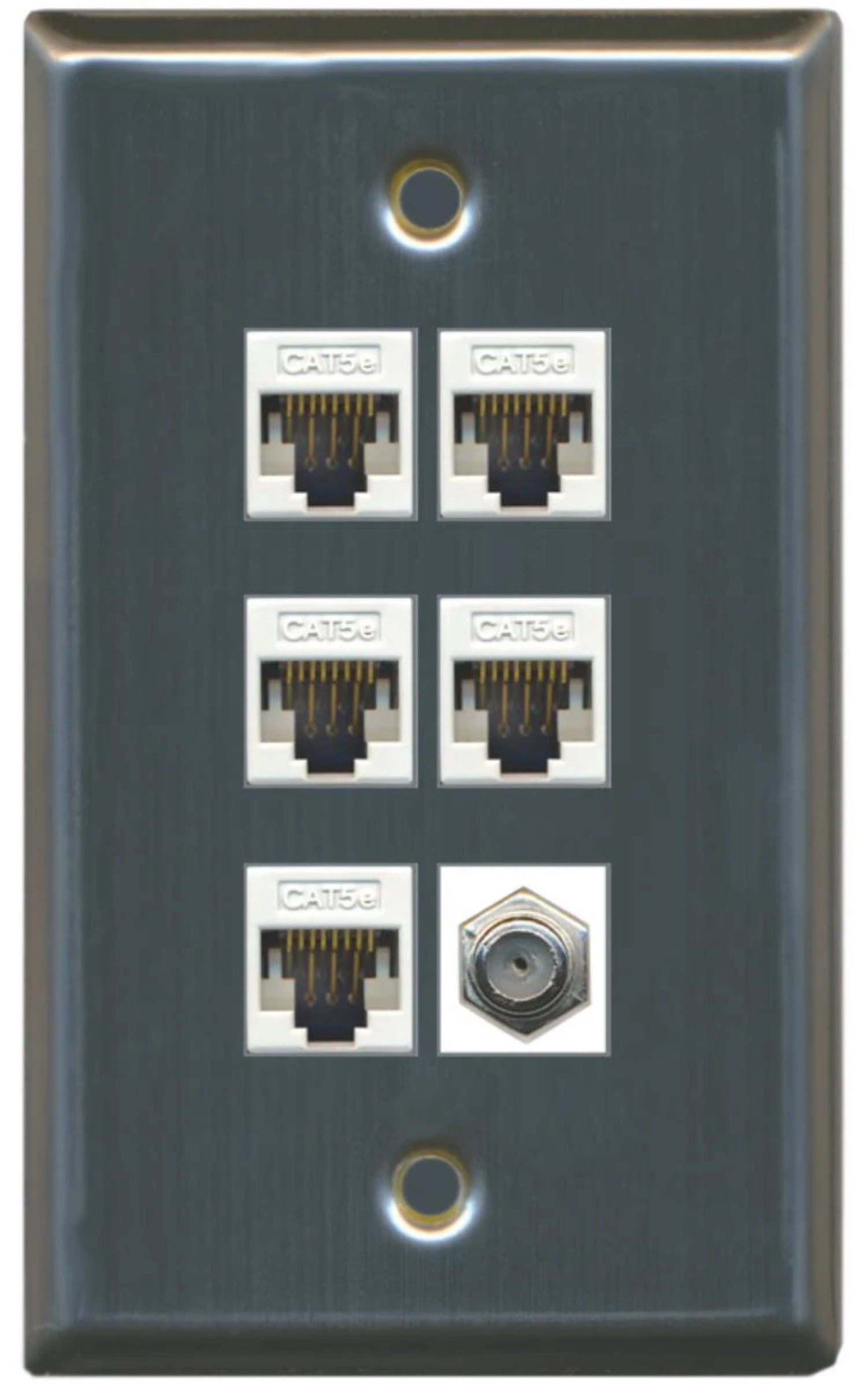 Ultra Spec Cables 1 Port Coax 5 x Cat5e Ethernet RJ45 Wall Plate ...