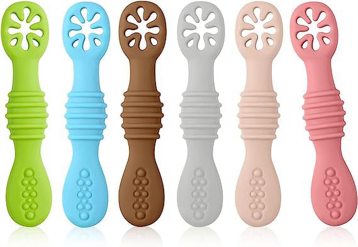 Hebalg 6pcs Silicone Baby Spoons, First Stage Toddler Utensils Baby Led ...