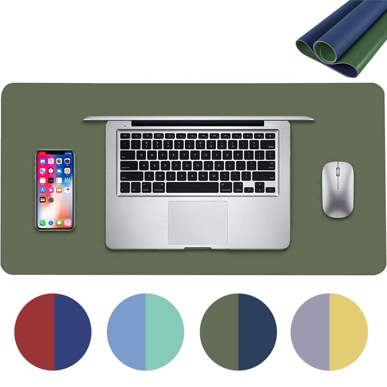 CJC Non-Slip Desk Pad Mouse Pad, Dual Sided Waterproof PVC Leather ...