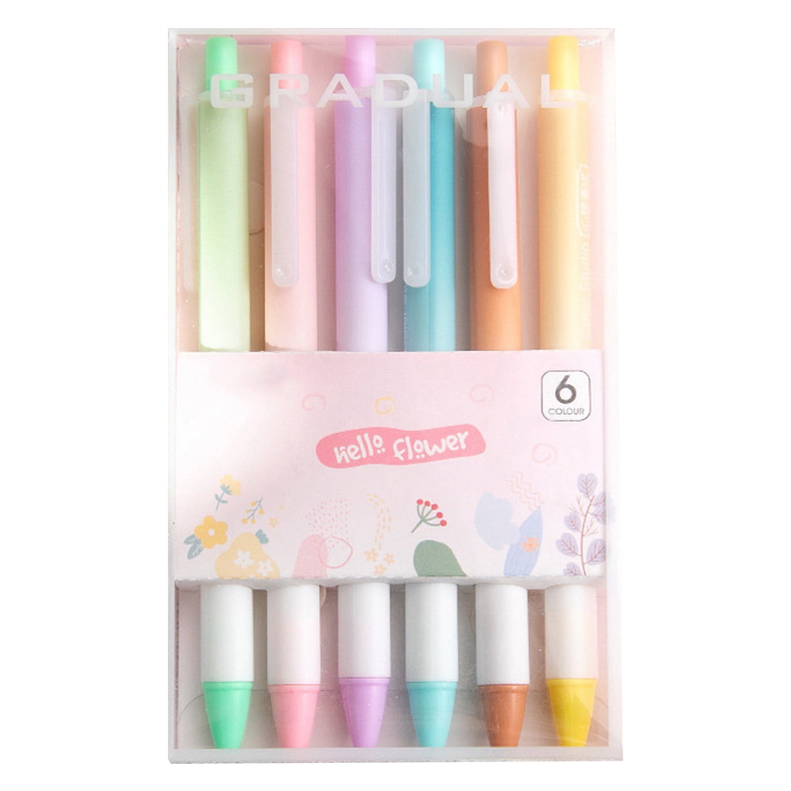 Signature Gel Pens- 6Pcs, Black Ink, 0.5mm Nib, Press Mechanism, Cute ...