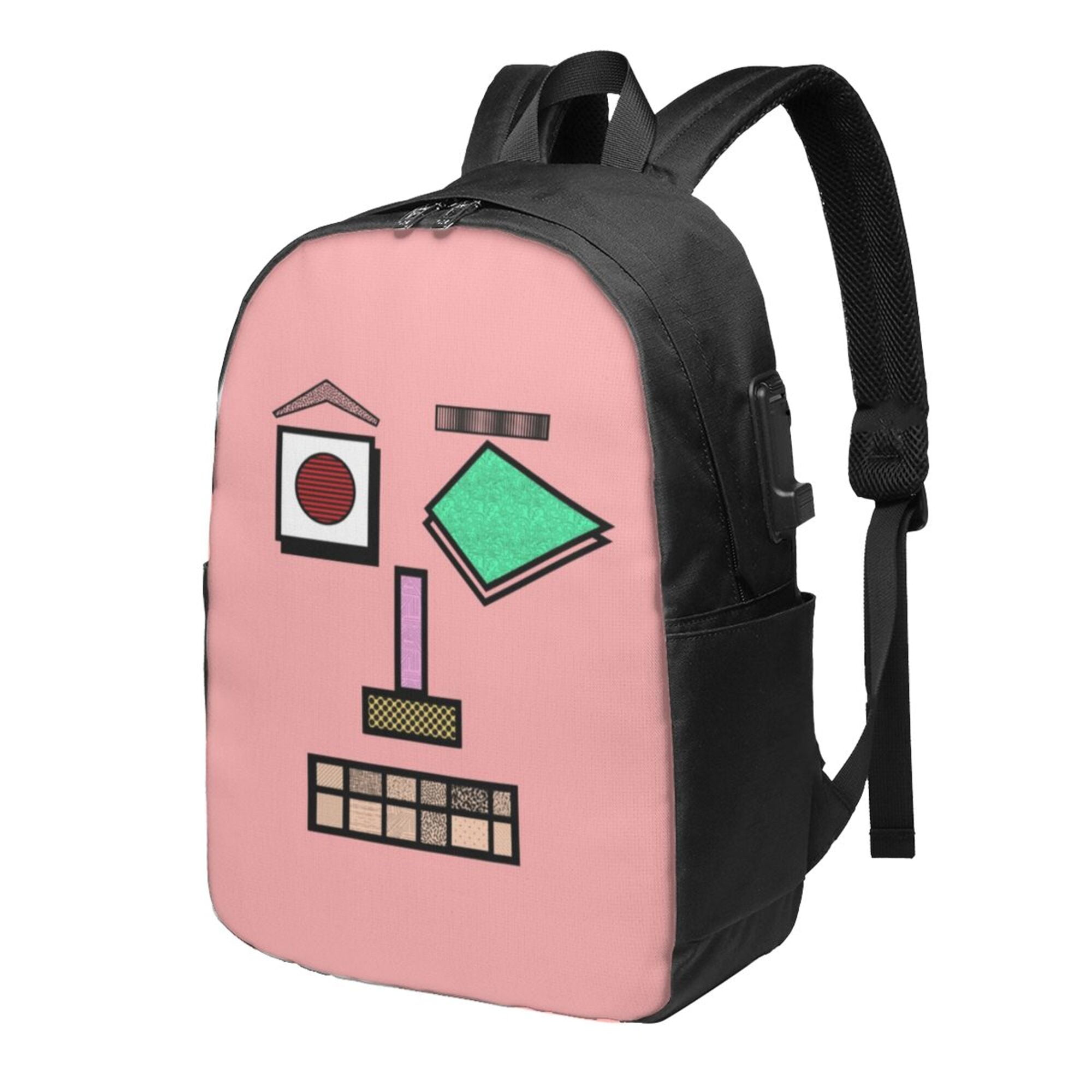 YFYANG 17" Laptop Backpack, Pink Robot Face Shape Fashion Travel Work ...