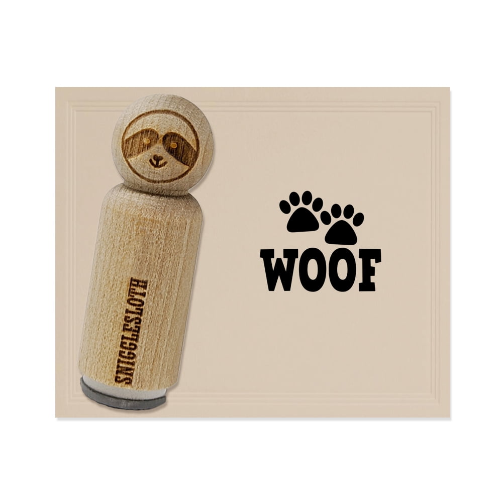 Woof Dog Paw Prints Fun Text Rubber Stamp for Scrapbooking Crafting ...