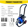 Drain Cleaner Machine Electric Drain Auger Cleaning 100FT x 1/2 In W/ 4 ...
