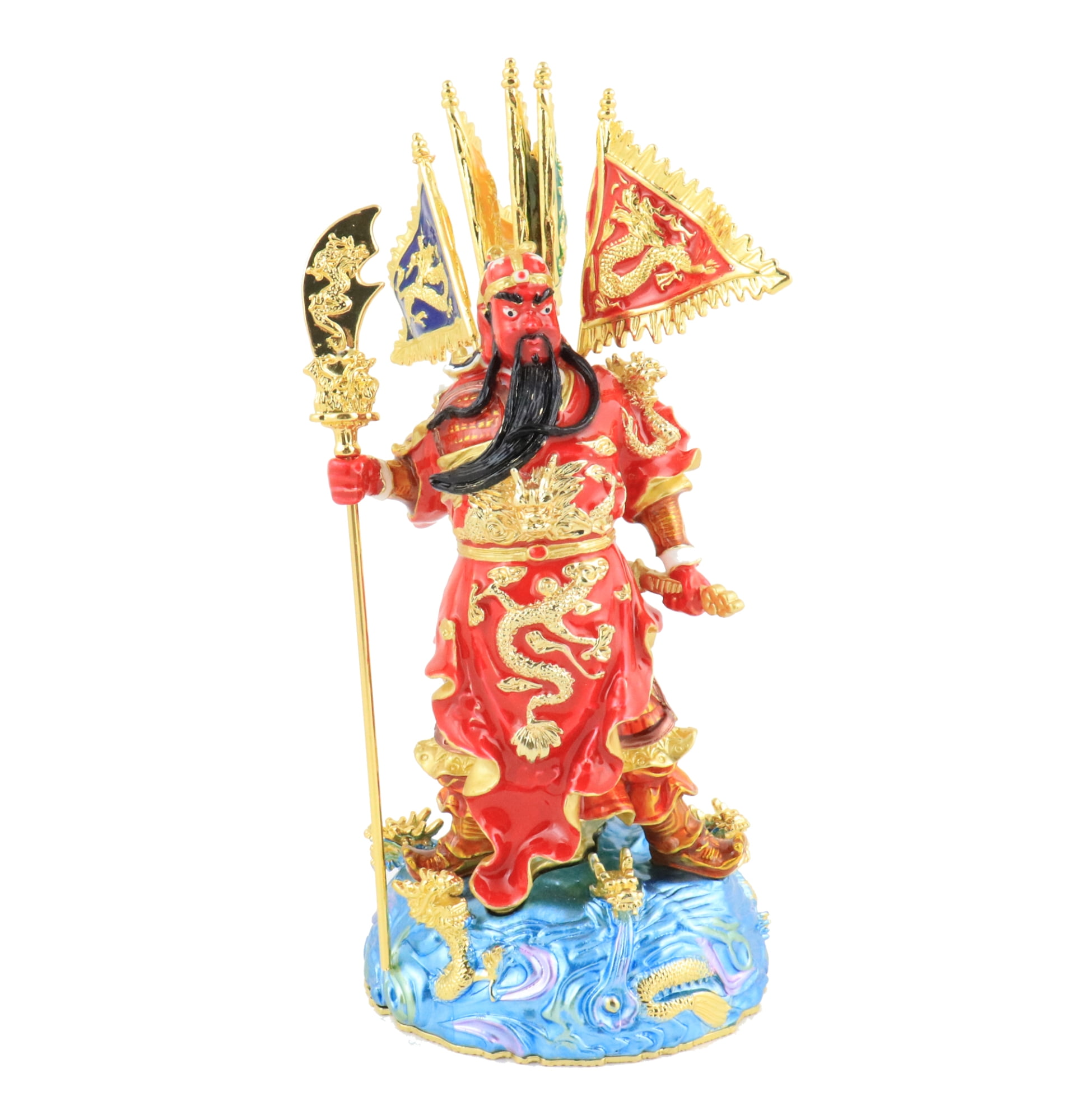 Feng Shui 9-Dragon Kwan Kung with 5 Flags - Walmart.com