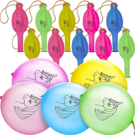 15 Pieces Unicorn Punch Balls, Mix Colorful Balloons with Rubber Bands ...