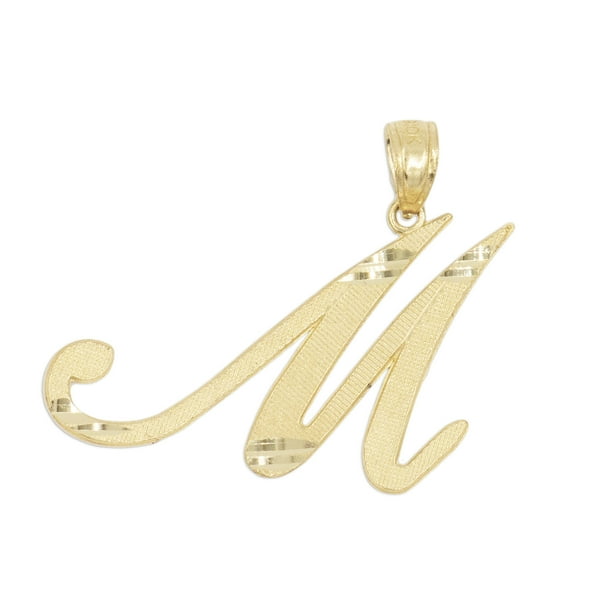 Ice on Fire Jewelry - 10K Solid Real Yellow Gold Personalized Cursive M ...