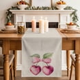Cherry Fruit Table Runner, Spring Botanicals Bow Idyllic Country Leaf ...