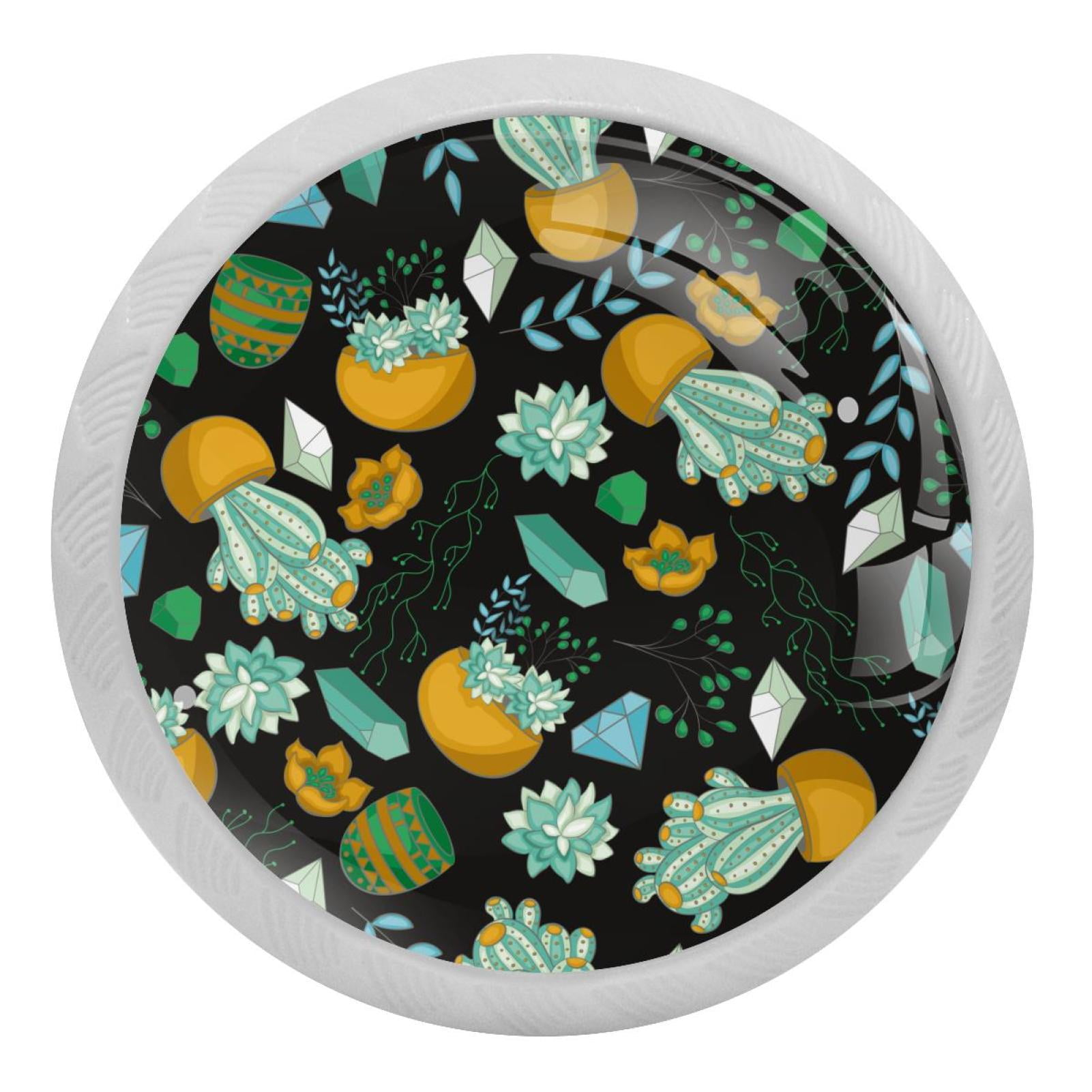 4PCS Round Cactus Cabinet Fluorescence Knob Glowing in the Dark ...