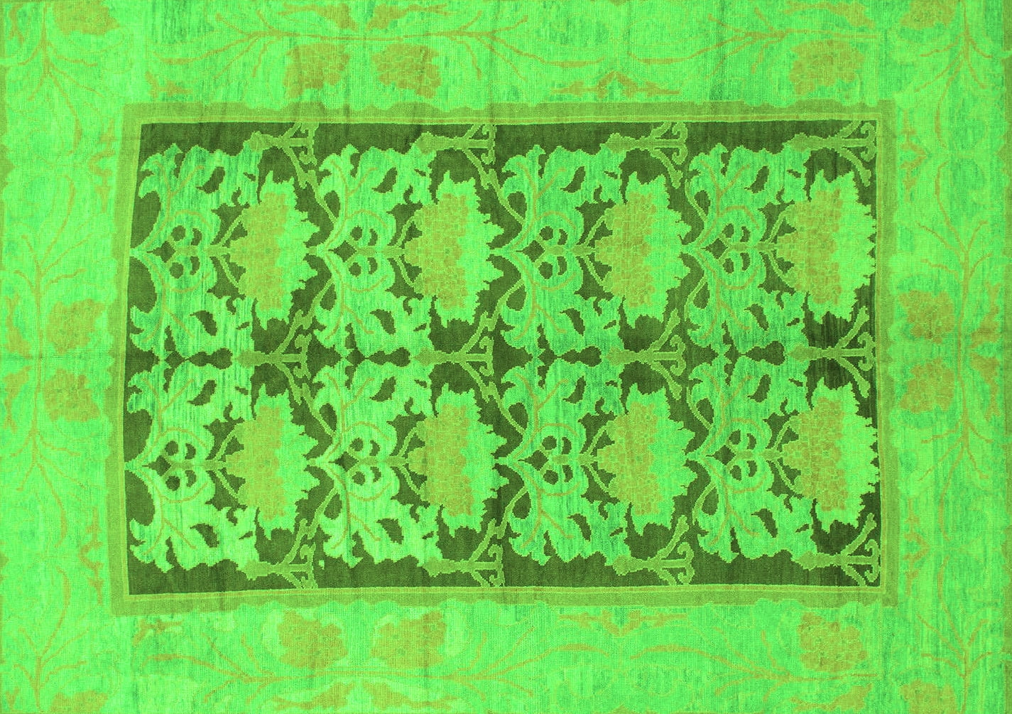 Ahgly Company Indoor Rectangle Abstract Green Modern Area Rugs, 2' x 5 ...