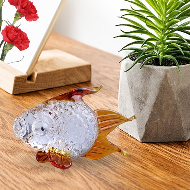Clear Glass Goldfish Figurine Ornaments Lovely Cartoon Birthday Gifts ...