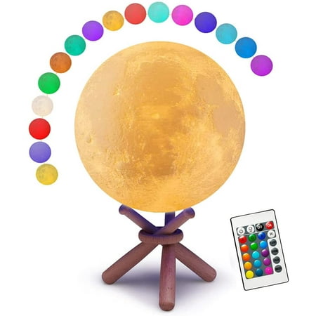 Moon Lamp, SAYDY 5.9 Inch Moon Night Light 16 Colors LED 3D Print Moon ...