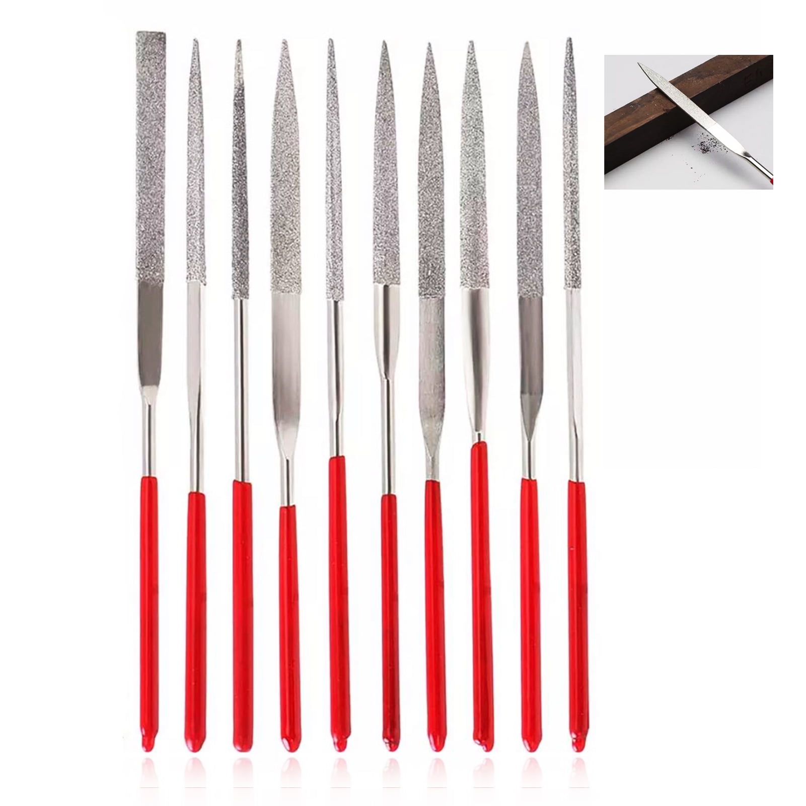 10 PCS Mini Diamond Needle File Set, Hardened Alloy for Glass, Wood ...