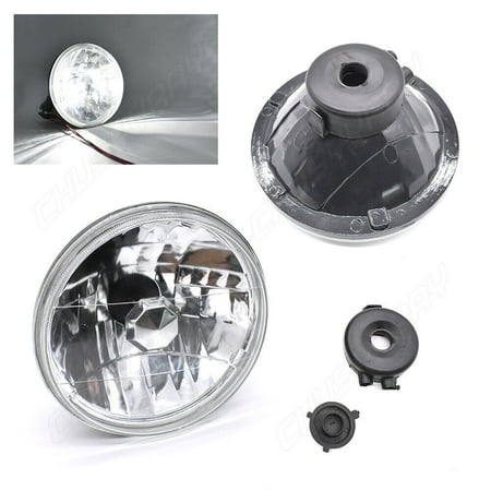 7" Inch Round Crystal Diamond Cut LED Chrome Glass Lens Headlights ...