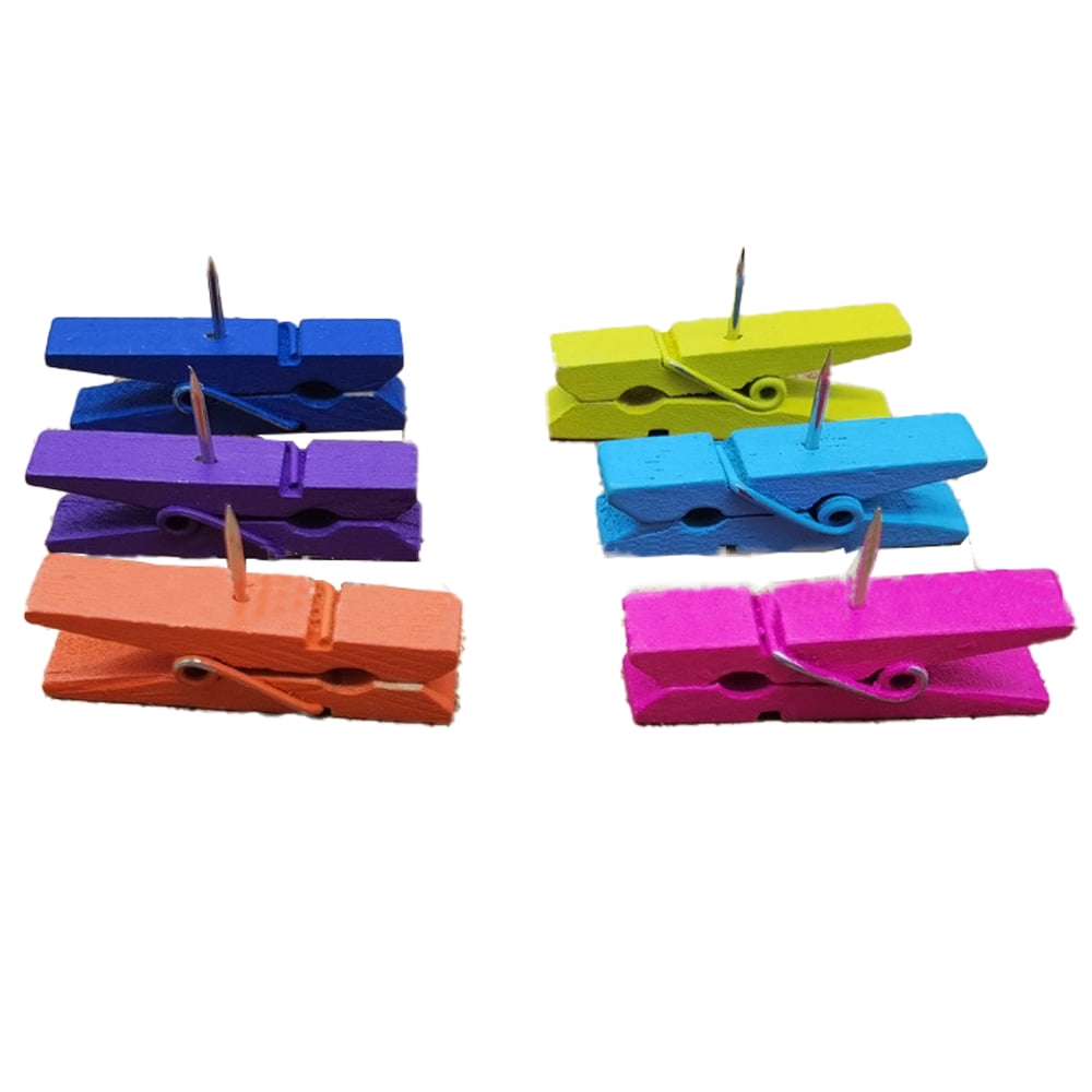 50 PCS Alfiler Multicolor con Clips de Madera, Alfileres Decorativos ...