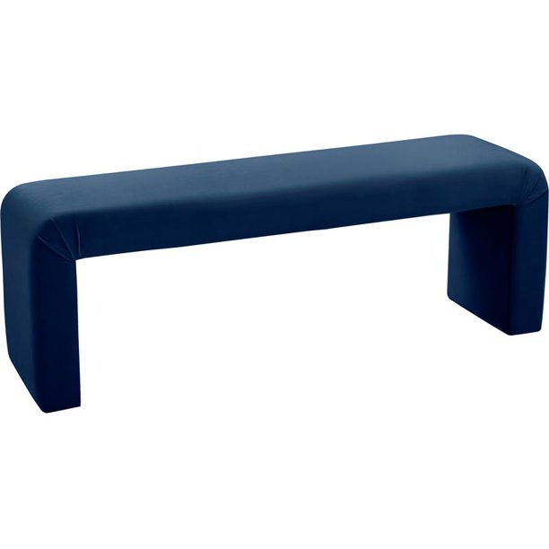 Meridian Furniture Minimalist Navy Velvet Bench - Walmart.com - Walmart.com
