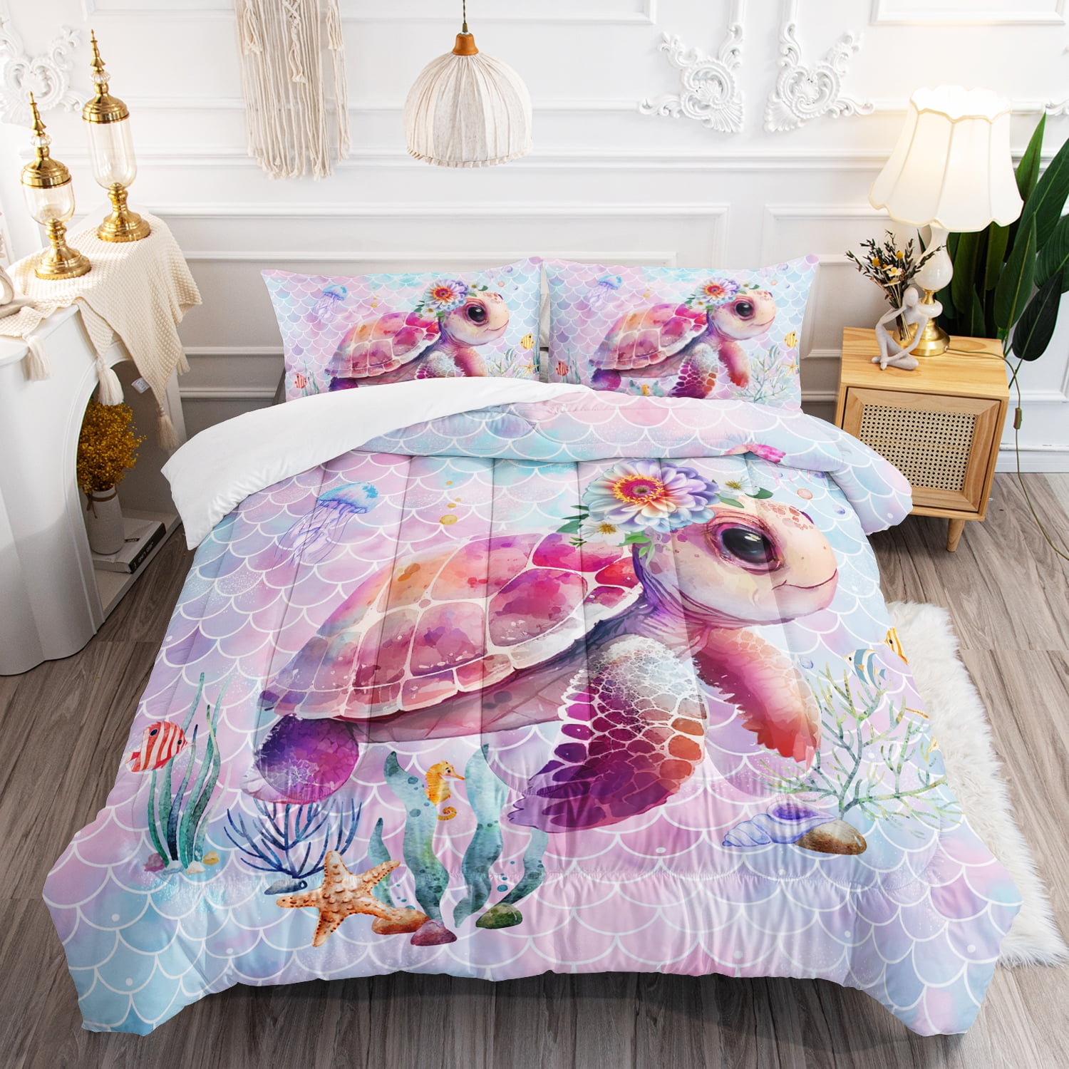 Hosima 3-Piece 3D Digital Printed Comforter Set ，Cute Pink Themed ...