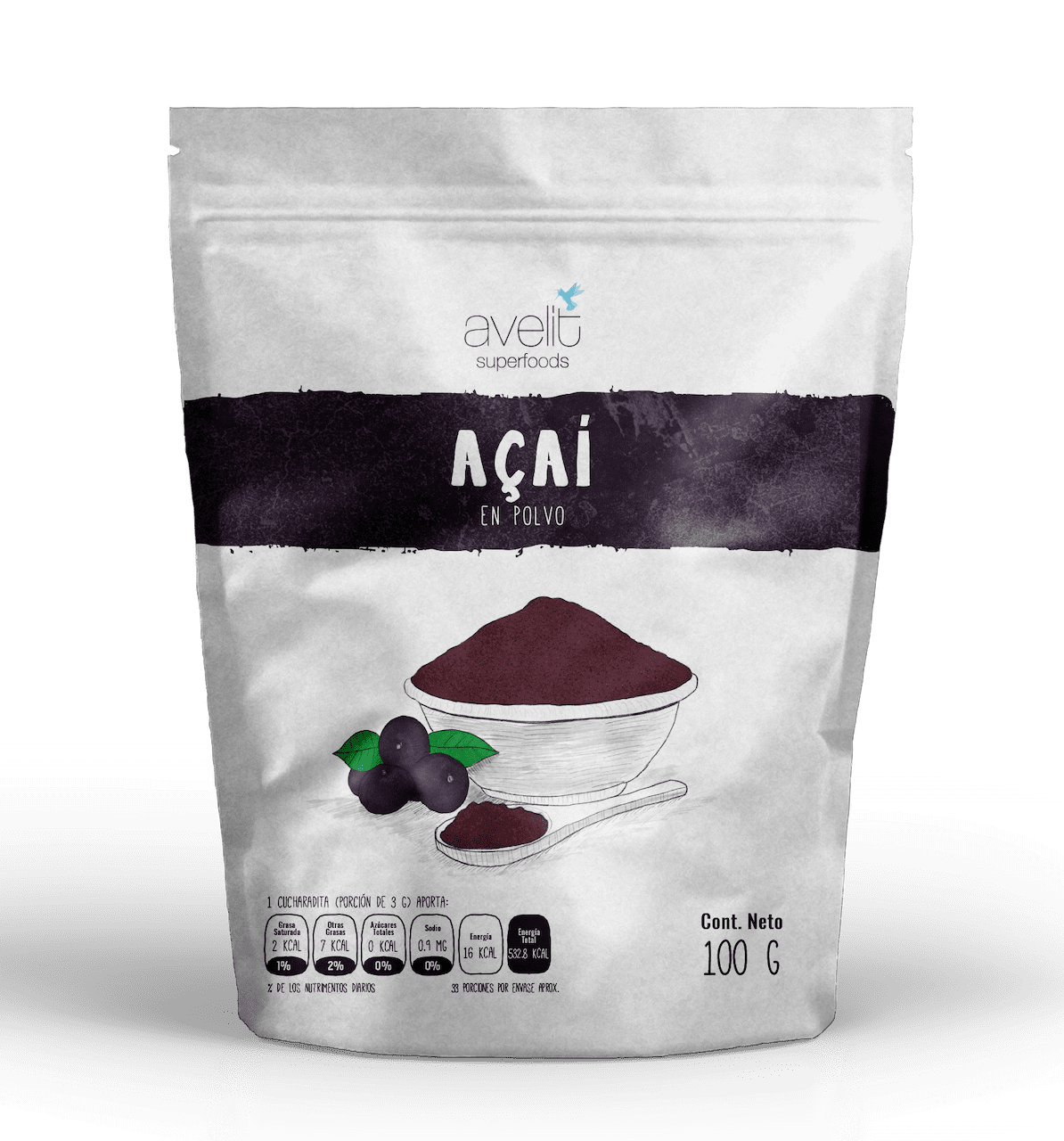 ACAÍ EN POLVO 100g Avelit Superfoods Bolsas stand up | Walmart en línea
