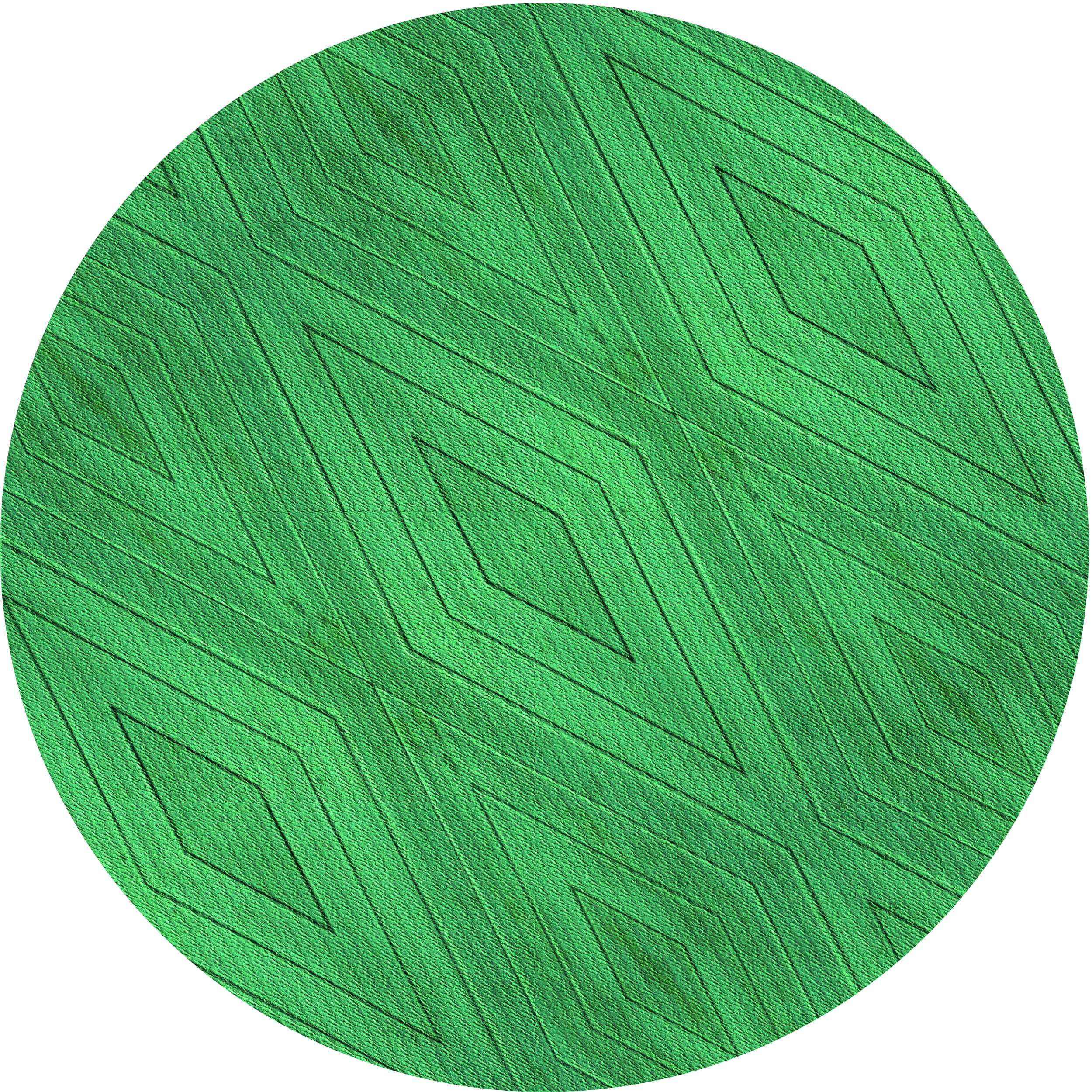 Ahgly Company Indoor Round Patterned Neon Green Area Rugs, 8' Round ...