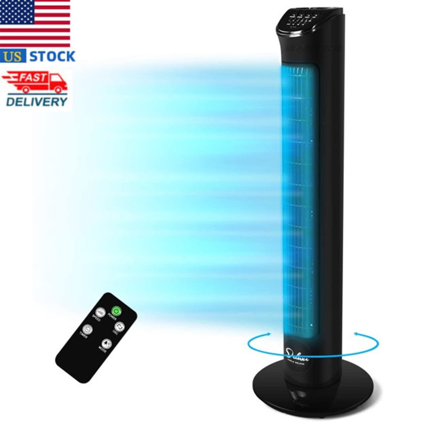 Simple Deluxe 32’’ Electric Oscillating Tower Fan with Remote Control ...