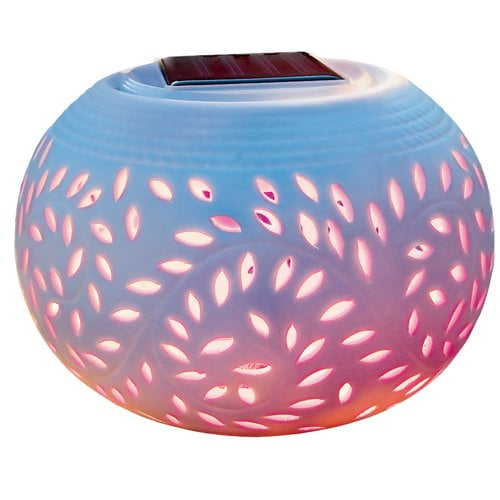 Gardener Select Cole & Bright Ceramic Solar Filigree 1-Light LED Deck ...