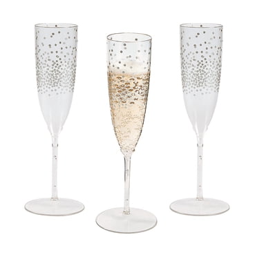Black Stem Champ Flutes Clear 10 Pc - Party Supplies - 10 Pieces ...