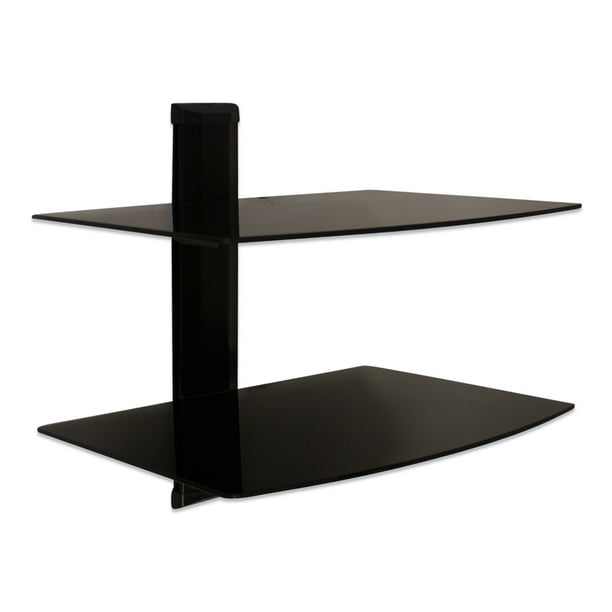 NavePoint Wall Mount Bracket Dual Large Glass Floating Shelf For DVD ...