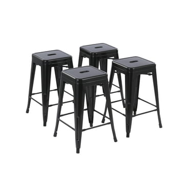 Metropolis Stackable Metal Backless Counter Stool (Set of 4), Multiple ...