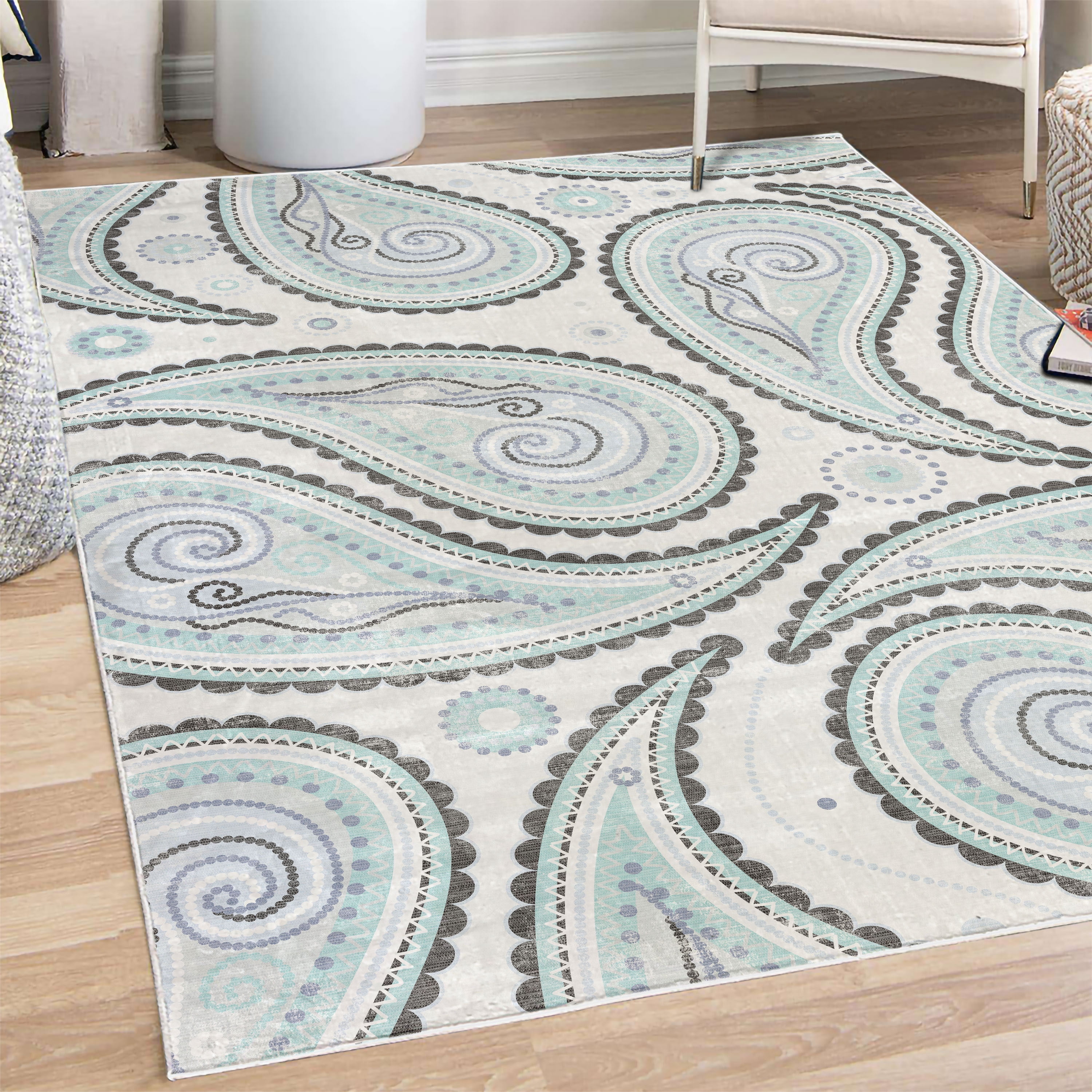 Paisley Decorative Rug, Continuous Fig Like Motifs Pattern Mandala ...