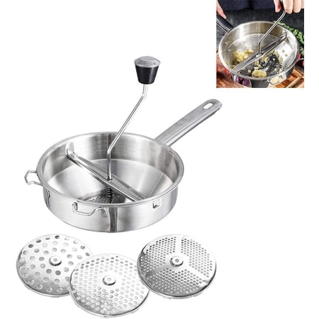KCSD Stainless Steel Rotary Food Mill, Stainless Steel Food Mill with 3 ...