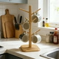 6-Hook Mug Tree Stand Wood Coffee Cup Holder Kitchen Organizer Cafe ...