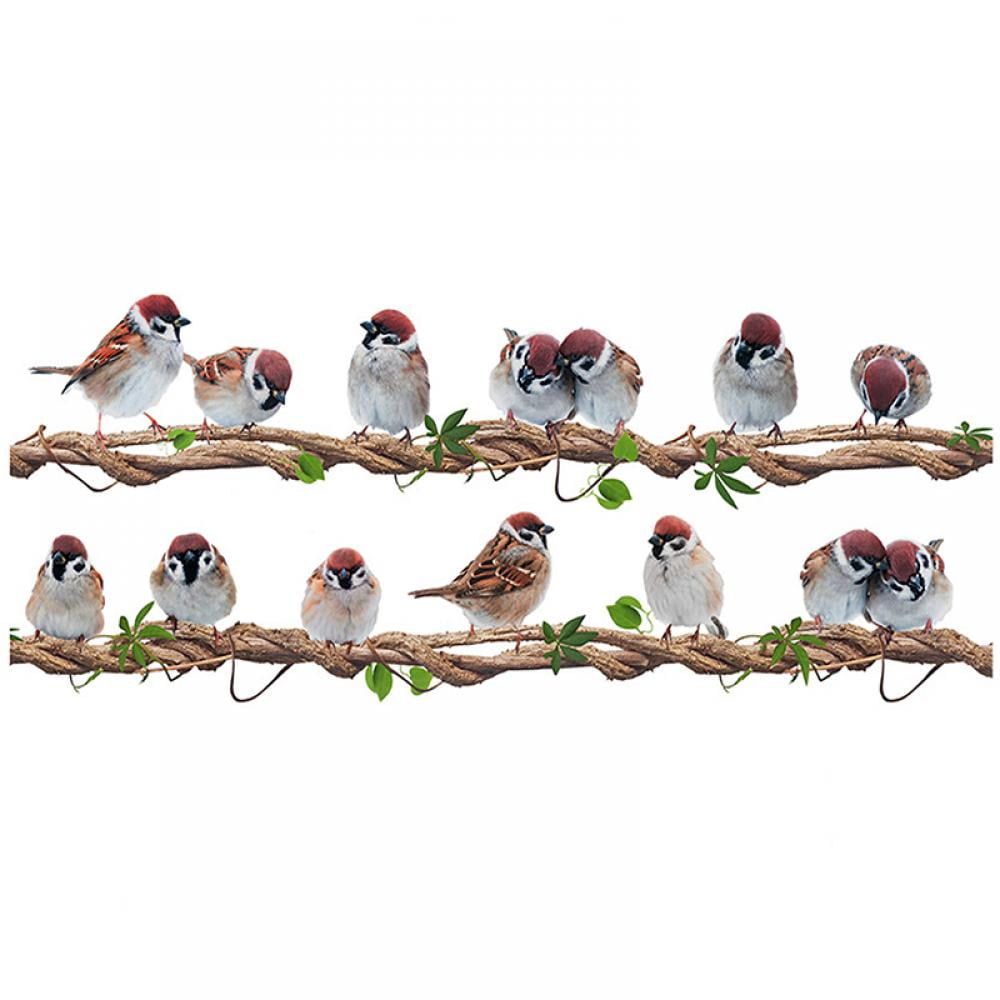 Rattan Bird Wall Sticker Decoration Background Removable Wall Decals ...