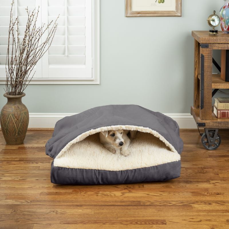 Snoozer Cozy Cave Square Pet Bed, Medium, Heather Gray, Hooded Nesting ...