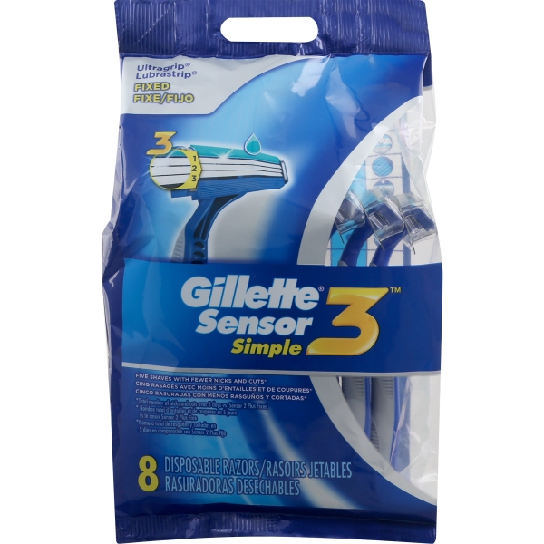 Gillette - Gillette® Sensor3™ Simple Disposable Razors 8 ct Pack ...