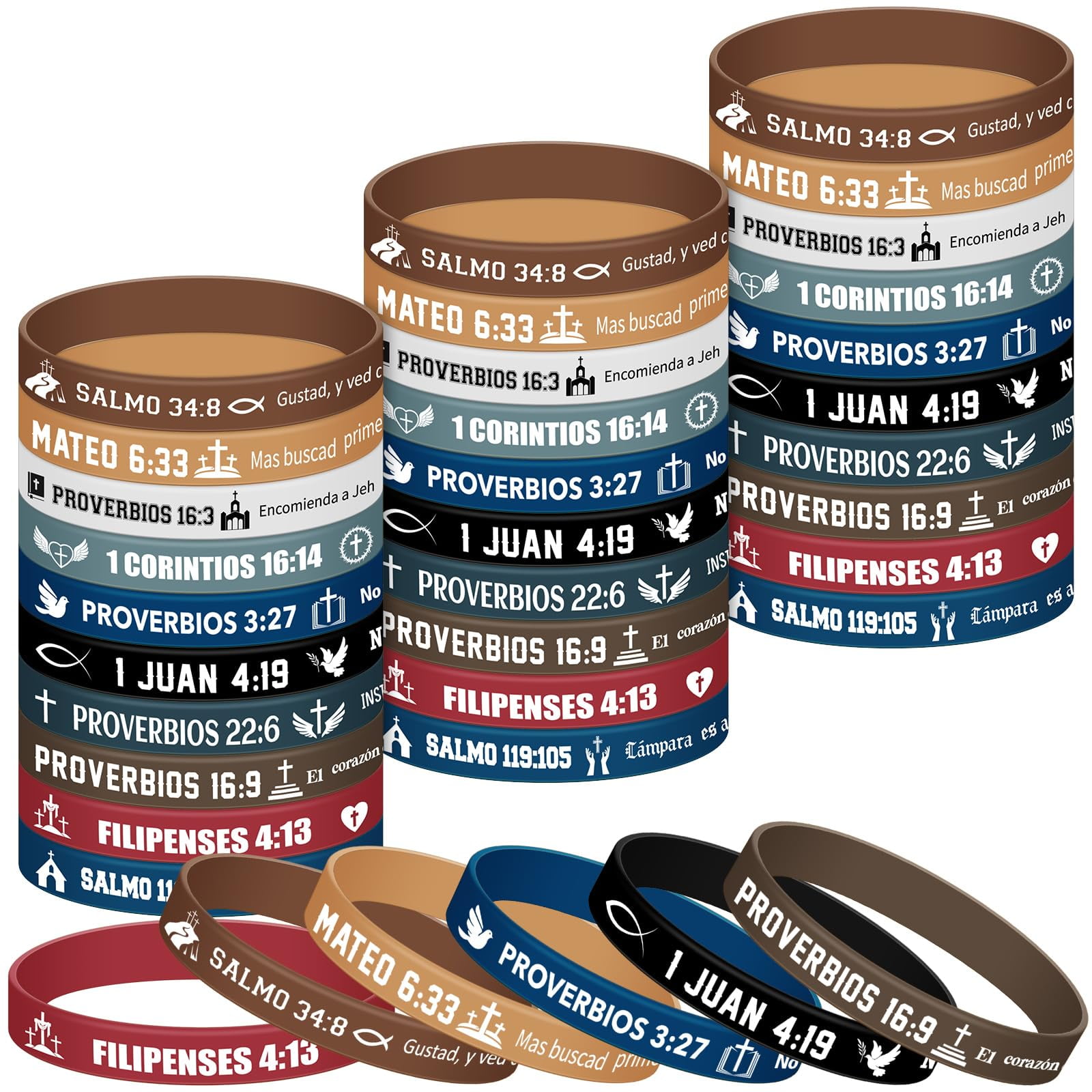 Pulseras de goma Skylety Spanish Christian, 60 unidades | Bodega ...