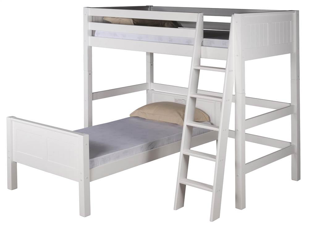 Camaflexi Twin over Twin Loft Bed - L Shape - Panel Headboard - White ...