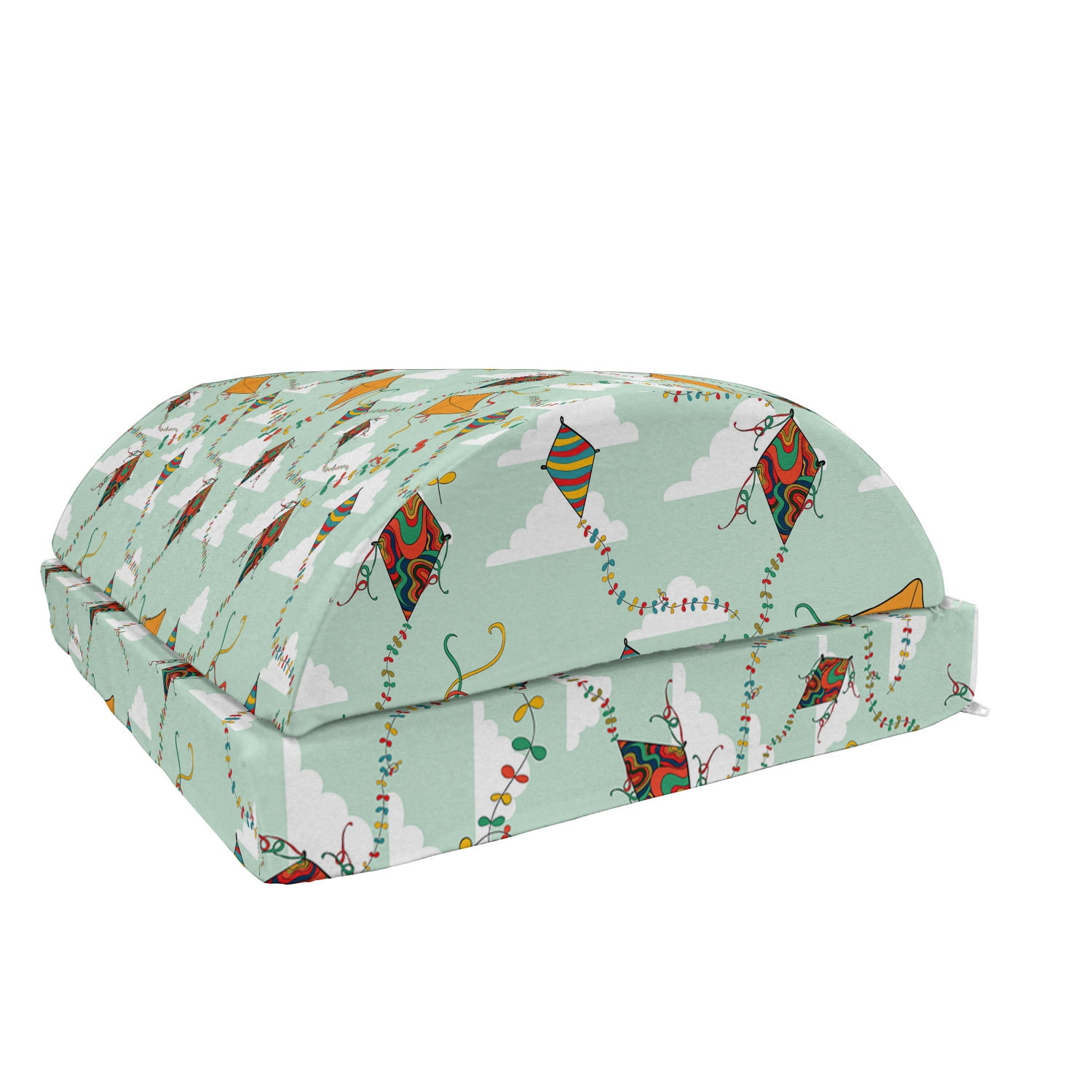 Spring Foot Rest, Flying Kites in the Sky Among Fluffy Clouds Colorful ...