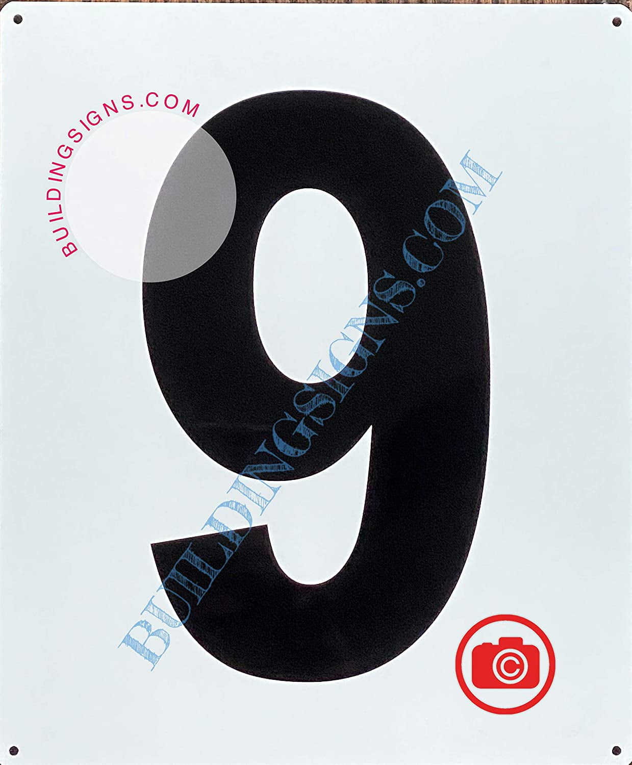 Large Number 9 Sign -Metal Sign - Parking LOT Number Sign (White ...
